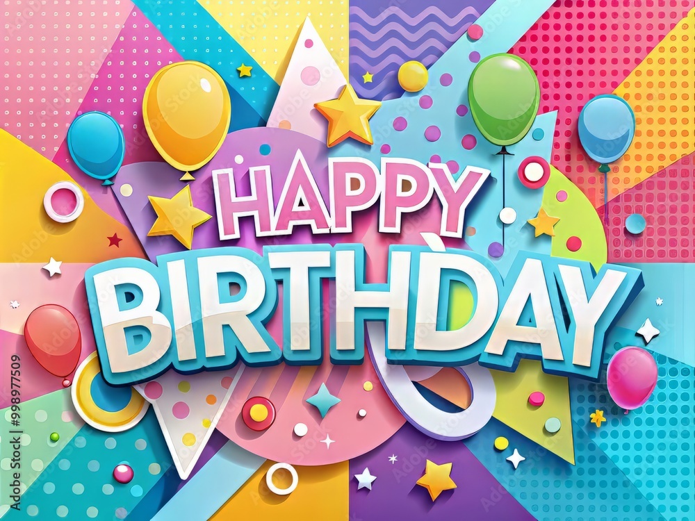 Vibrant and playful happy birthday banner background with a mix of ...