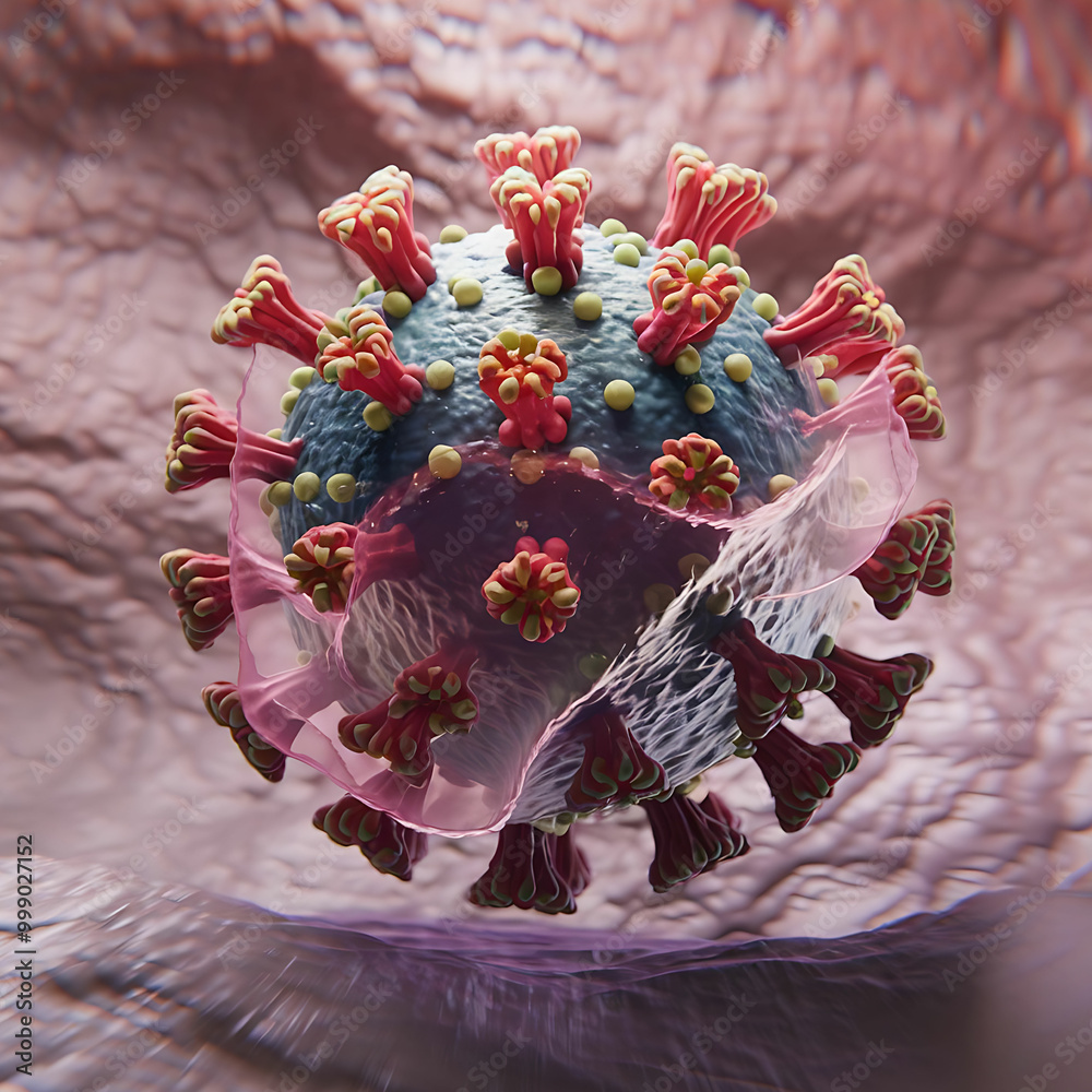 3D Scientific Illustration of Monkeypox Virus on Skin: Spherical ...