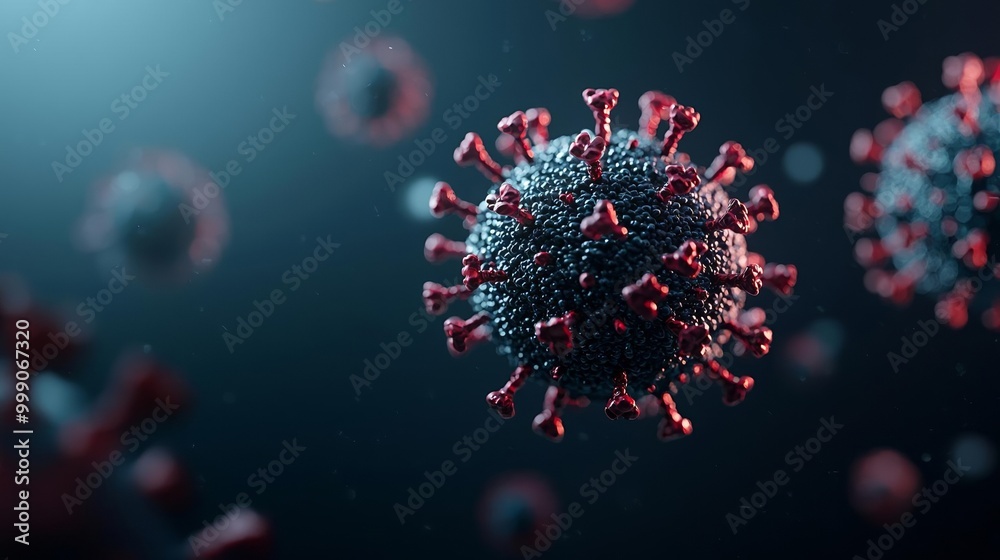 Highly detailed virus particle floating in space, scientific accuracy ...