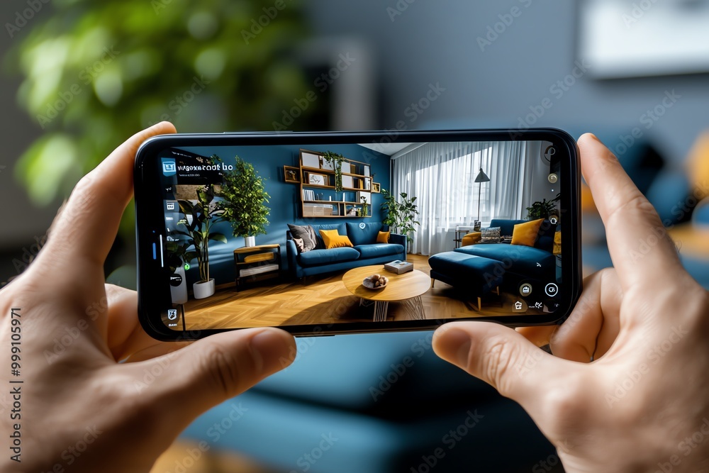 Digital 3D AR furniture app, where users place virtual furniture pieces ...
