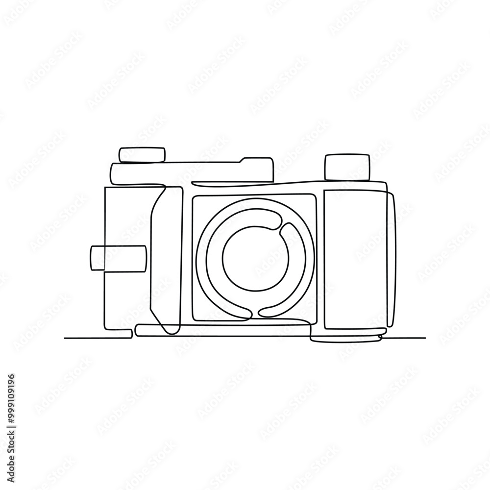 One continuous line drawing of Antiques illustration. Antiques camera ...