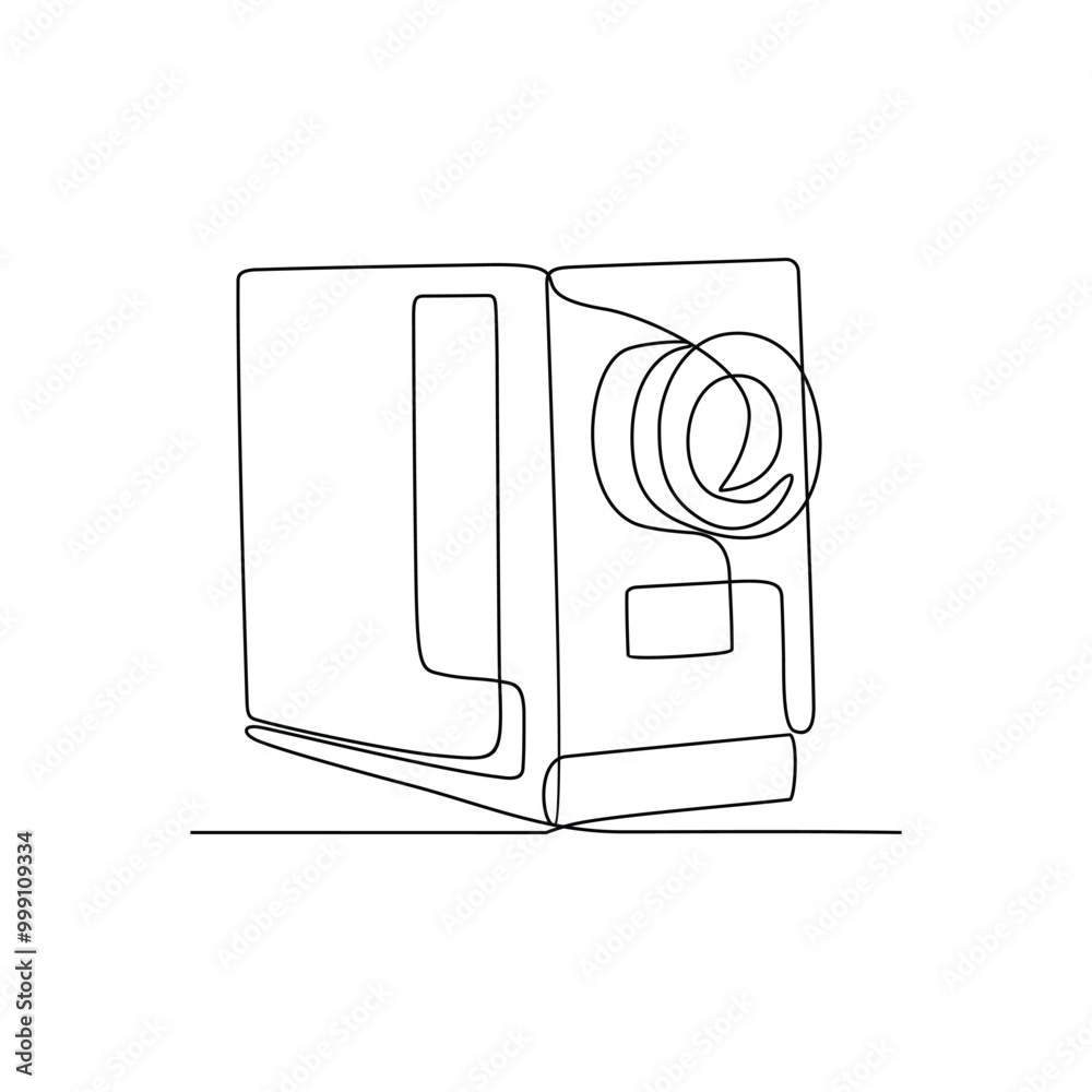 One continuous line drawing of Antiques illustration. Antiques camera ...