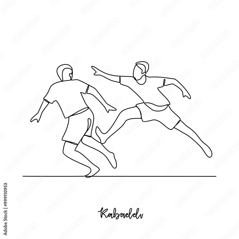 One continuous line drawing of Kabaddi sports vector illustration ...