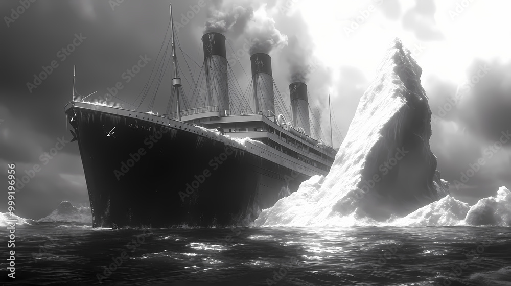 Titanic wreck as a result of a collision with an iceberg in the ...