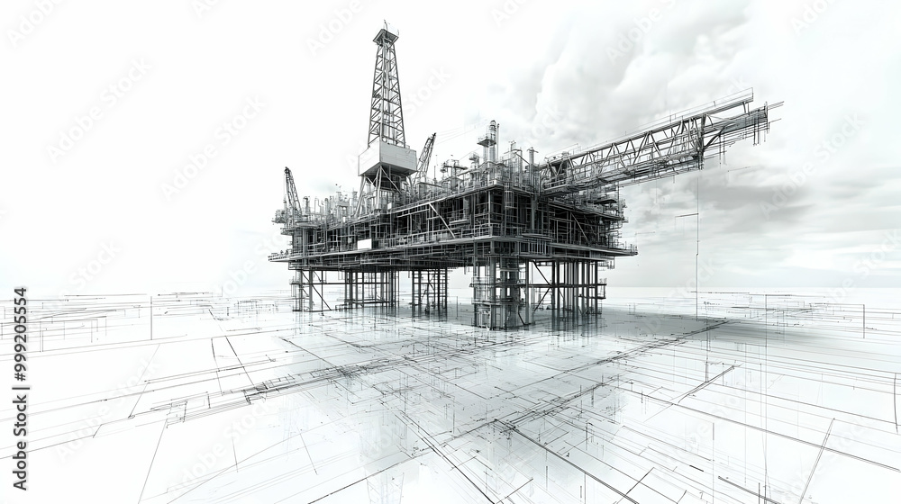 Offshore Platform, Sketch, Design, Engineering, Construction, Oil Rig ...