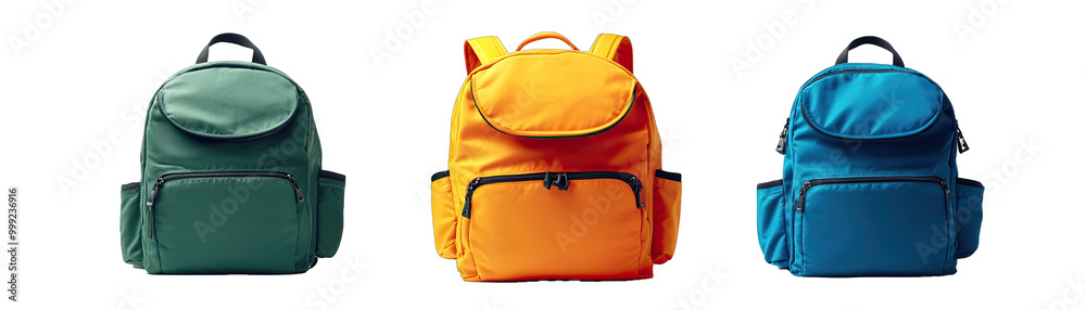 Brightly Colored Backpacks. Front View, Side View and Back View ...