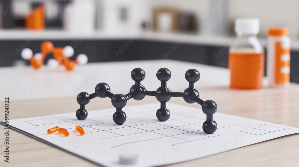 construction molecule project in lab symbolizing chemistry chemical or ...