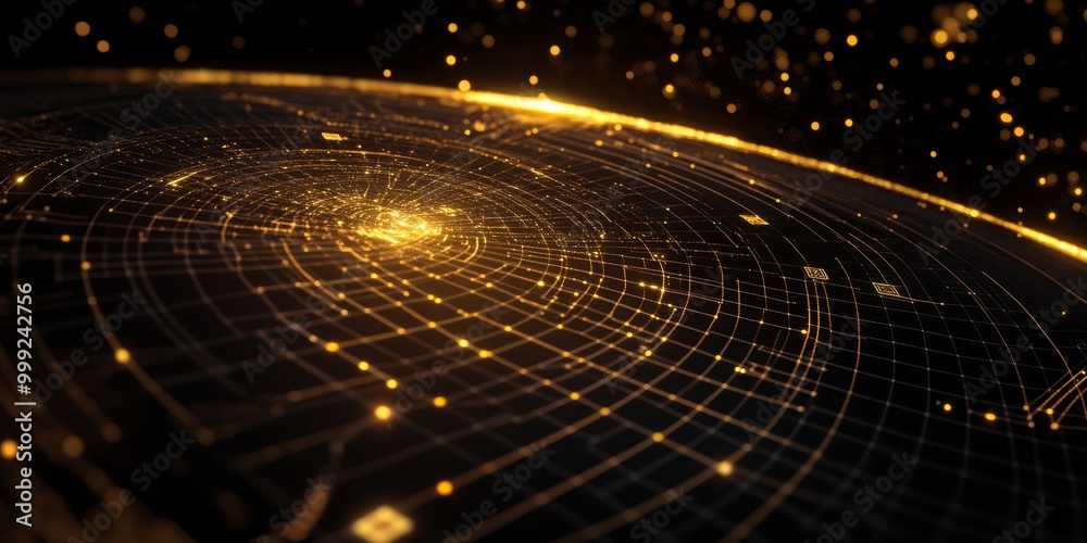 Advanced space software UI with glowing grids, star mapping tools, and ...