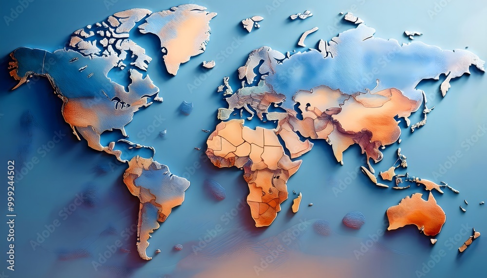 Environmental Impact Concept - Digital map of the world with tropical ...