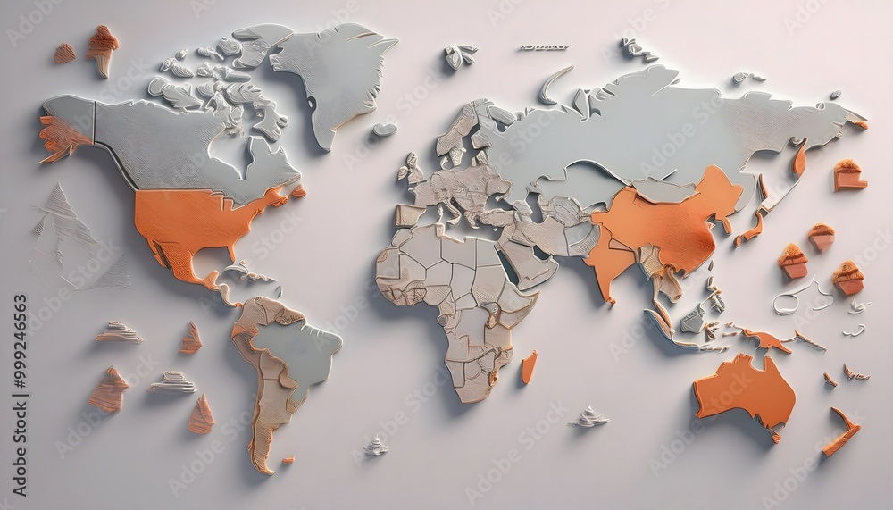 Environmental Impact Concept - Digital map of the world with tropical ...