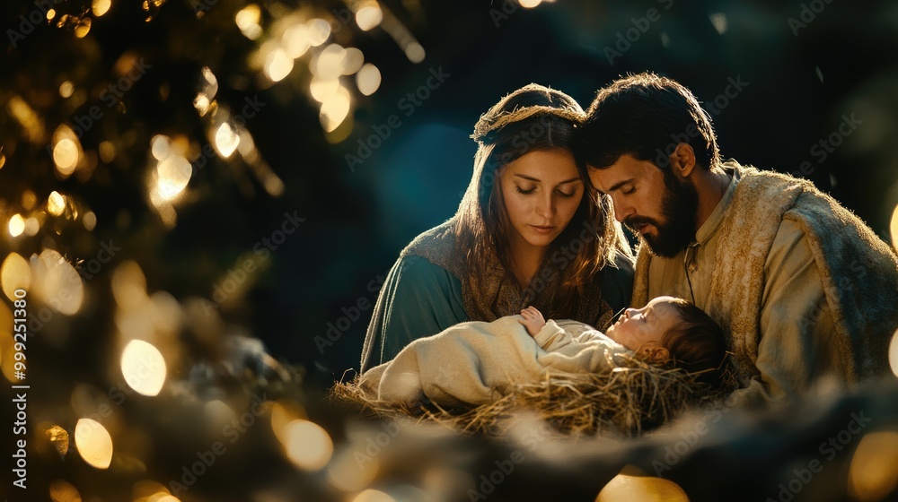 Photo Stock Holy arrival: Nativity of Jesus represents a profound ...