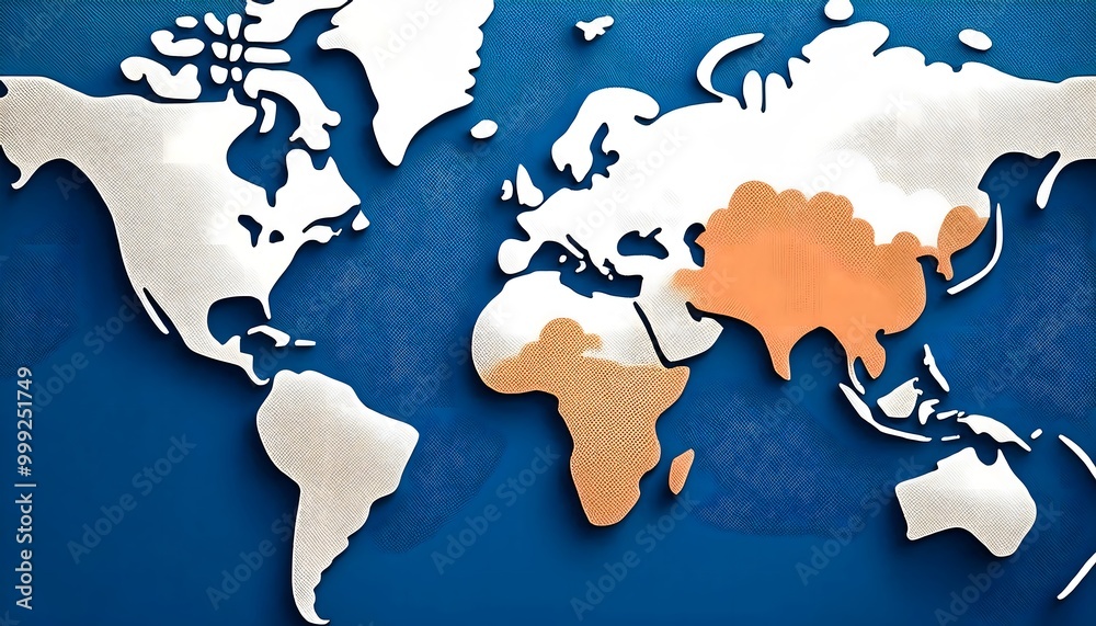 Environmental Impact Concept - Digital map of the world with tropical ...