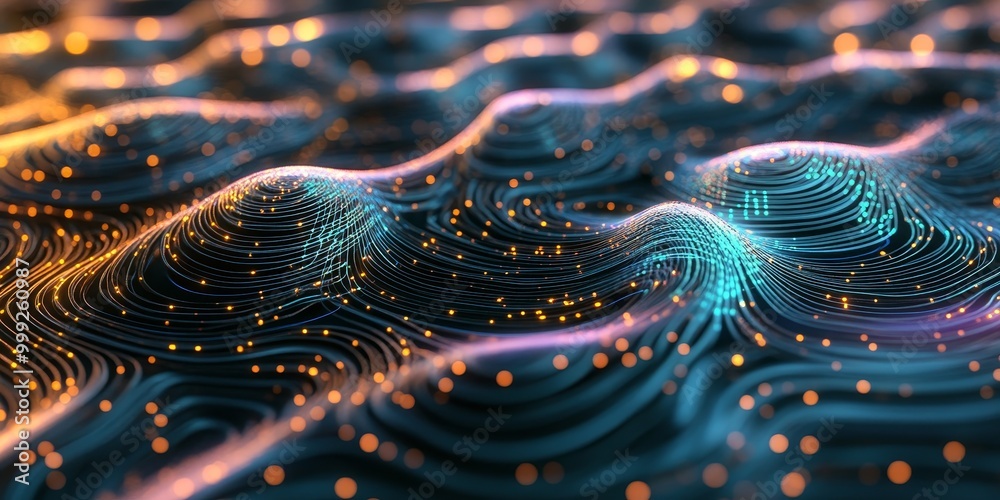 neural network layers displayed on a screen, forming complex patterns ...