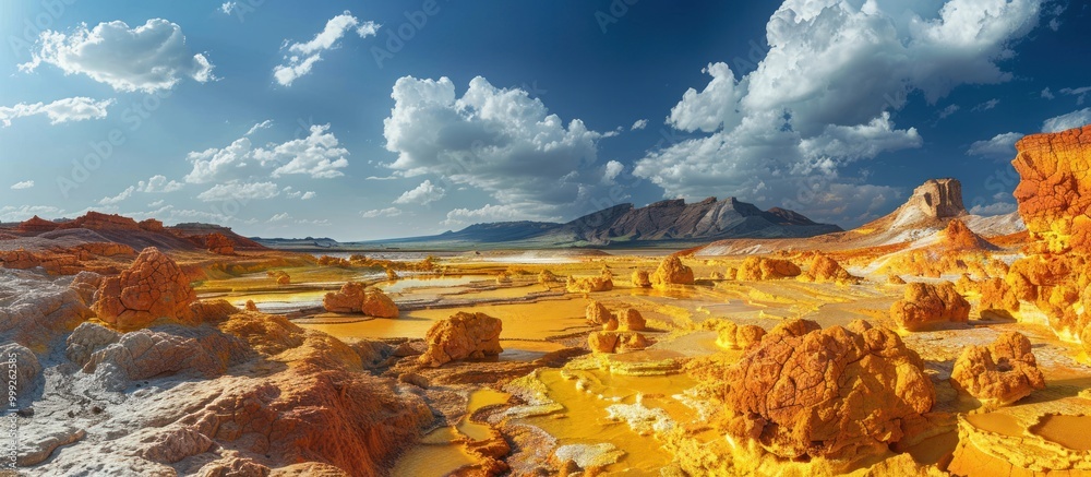 Volcanic Landscape with Sulphur Pools in Ethiopia Stock Photo | Adobe Stock