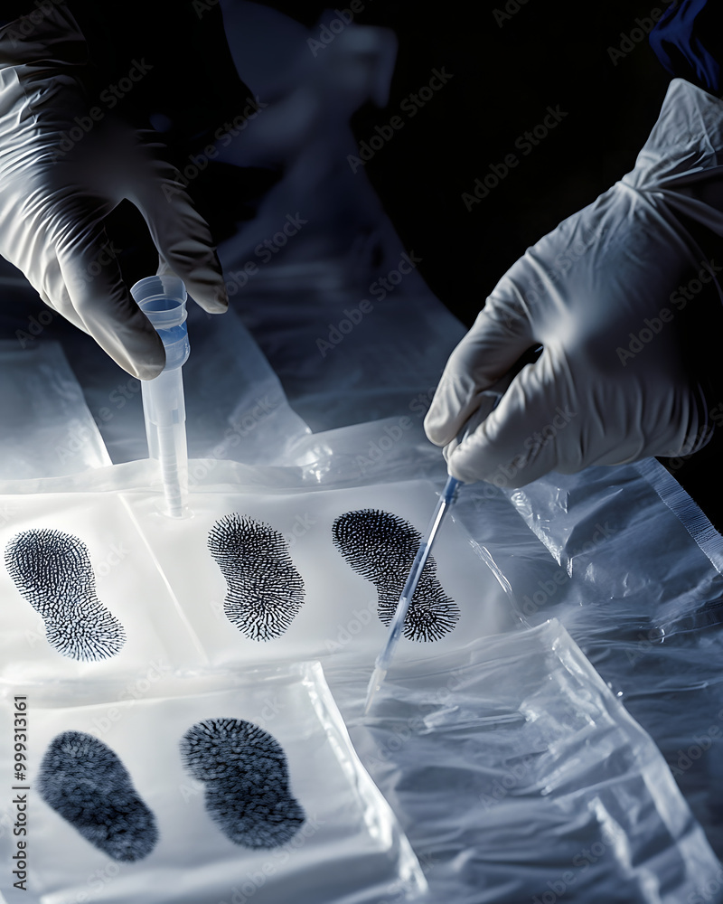 Forensic fingerprint analysis lab, criminal investigation, crime scene ...
