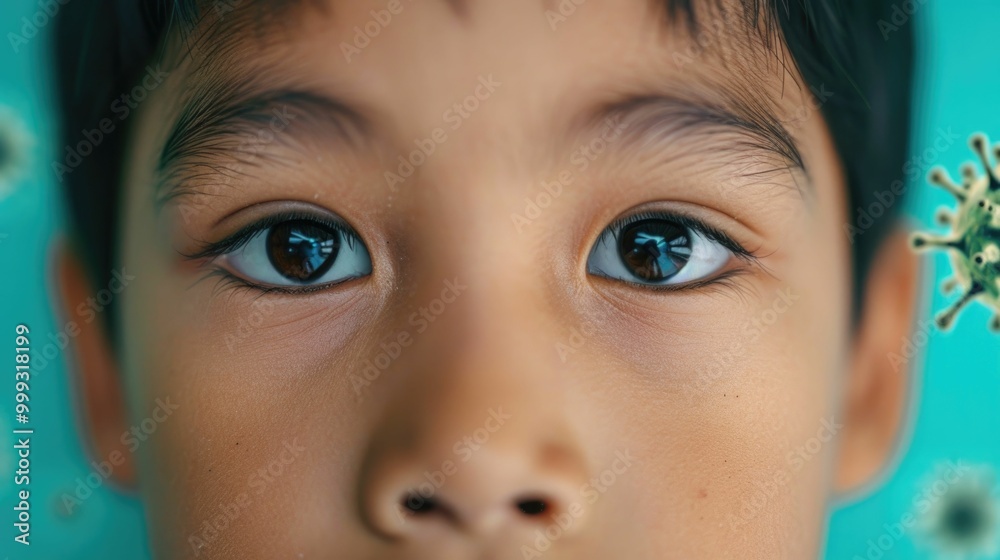 Closeup Portrait Photography of a Child s Face with Symbolic Virus and ...