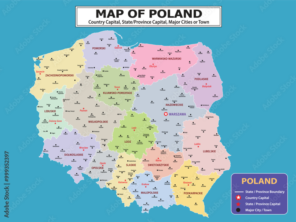 European Country Geography Political map. Political map of country with ...