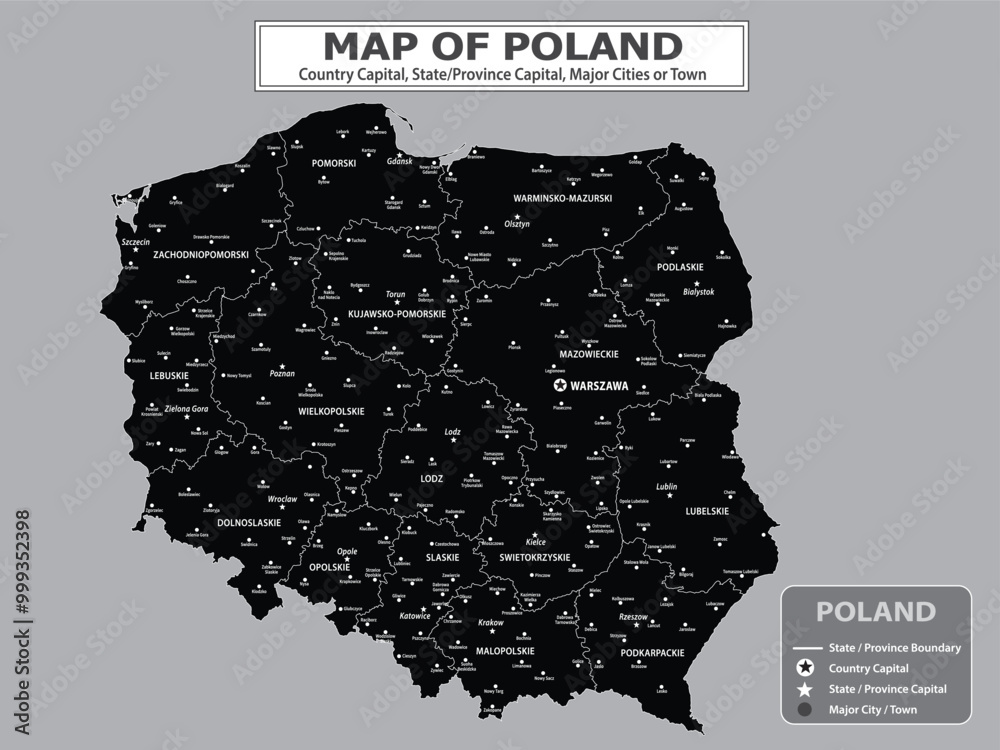 European Country Geography Political map. Political map of country with ...