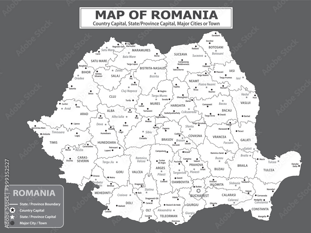European Country Geography Political map. Political map of country with ...