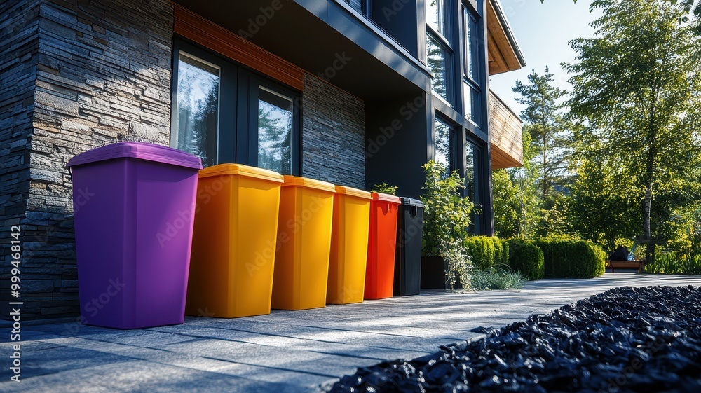 Different types of garbage bags and waste bin,recycling and separate ...