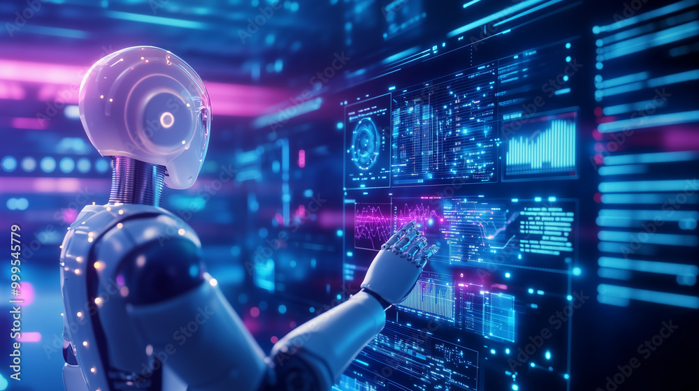 A detailed visualization of AI automating processes across multiple ...