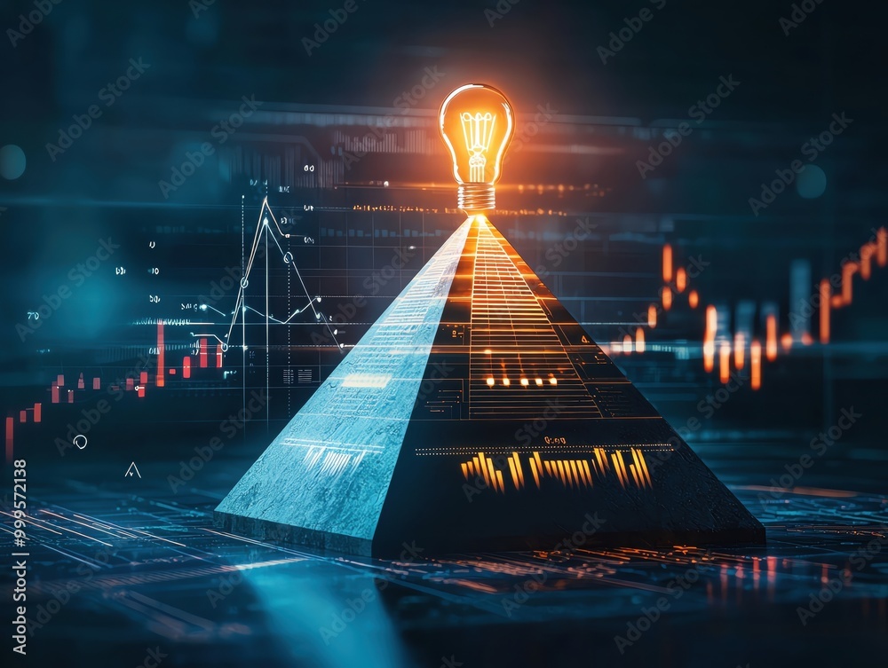 The pyramid of success has light shining from around itm There is a ...