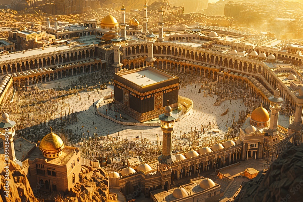 Ilustración de Stock Painting. Drawing of the Kaaba prayer in Mecca ...