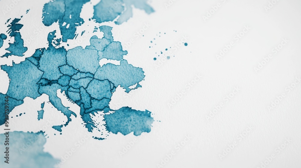 Colorful watercolor map of Europe highlighting the European Union ...