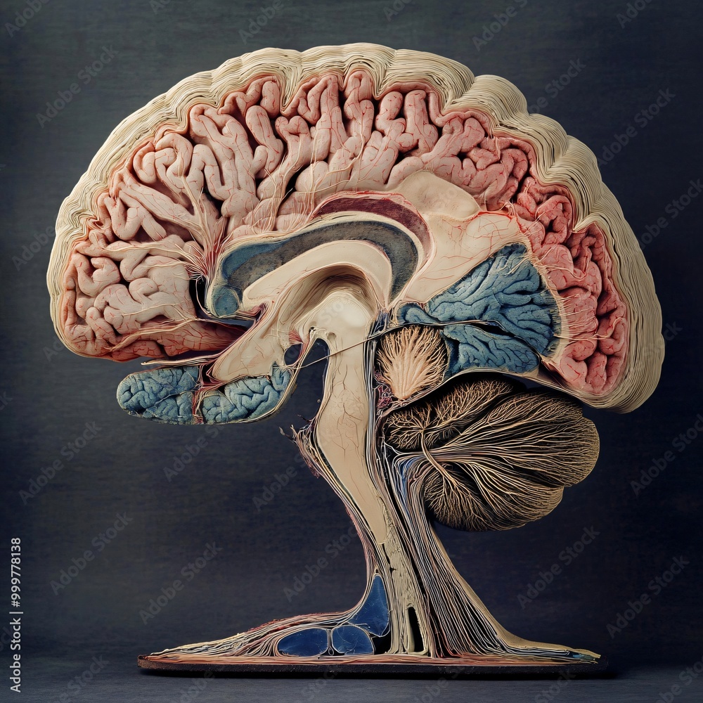 Neurological Wonders: Detailed Cutaway of Human Brain Unveiling ...