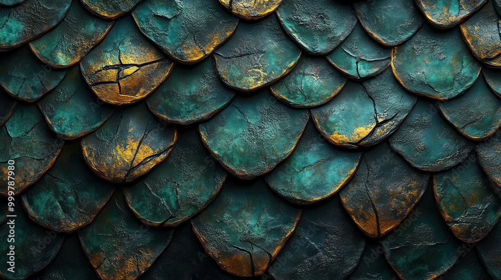 seamless pattern of dragon scales in rich textures of black and green ...