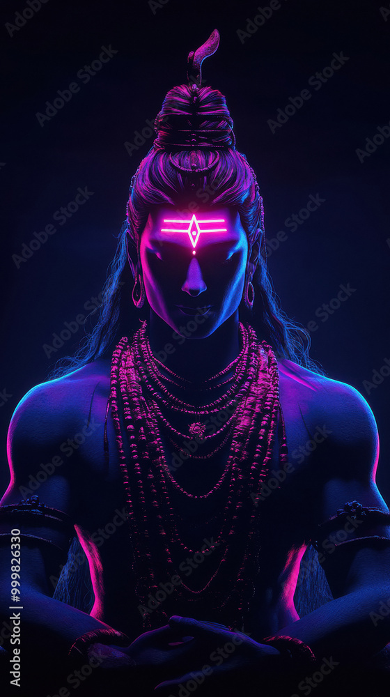 lord shiva on neon background Stock Illustration | Adobe Stock