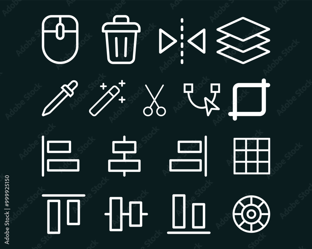 Edit tool icon set. Graphic Design Line Icons Editable Stroke. Trash ...
