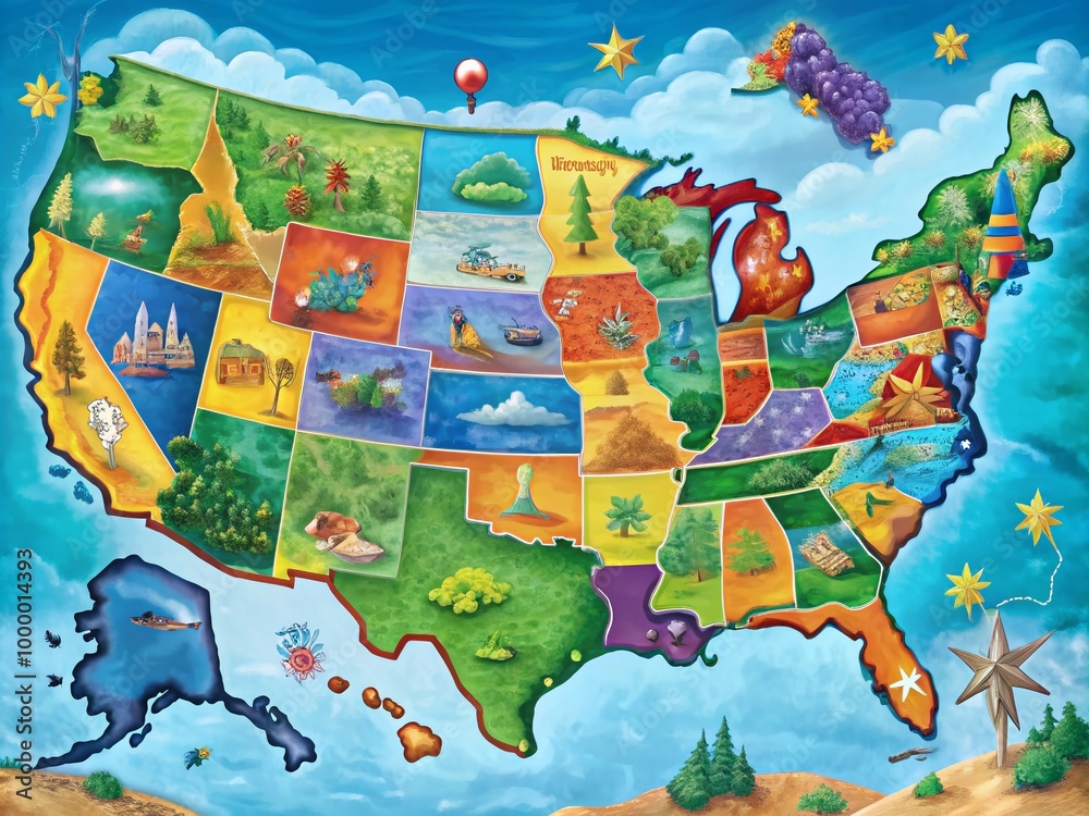 Educational Map of the United States Featuring All 50 States and Their ...