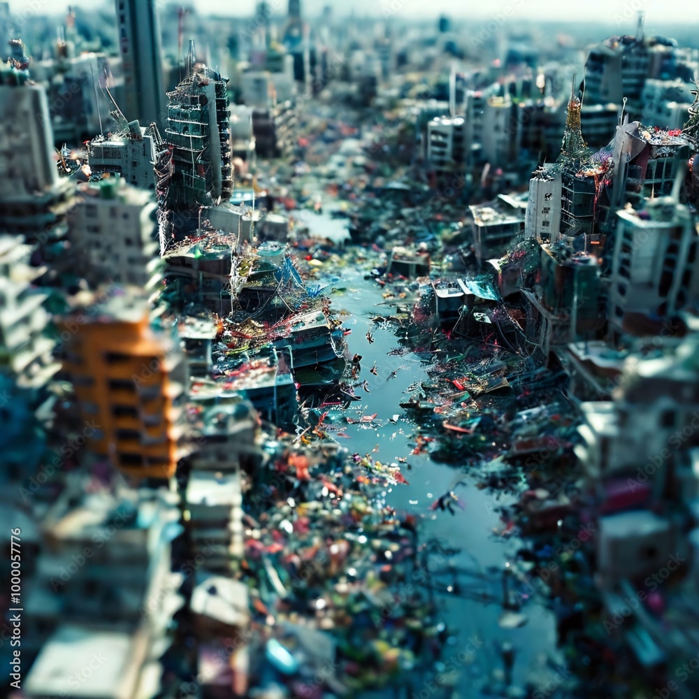 Stock-Illustration „Plastic waste, discarded tires, environmental ...