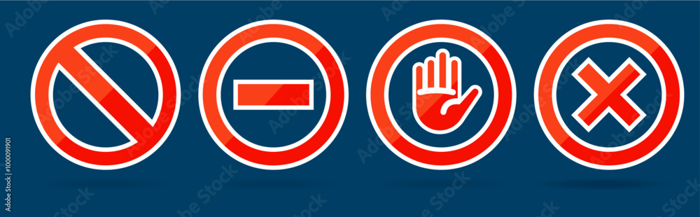 Collection de panneaux et pictogrammes d'interdiction - Interdit - Ne ...