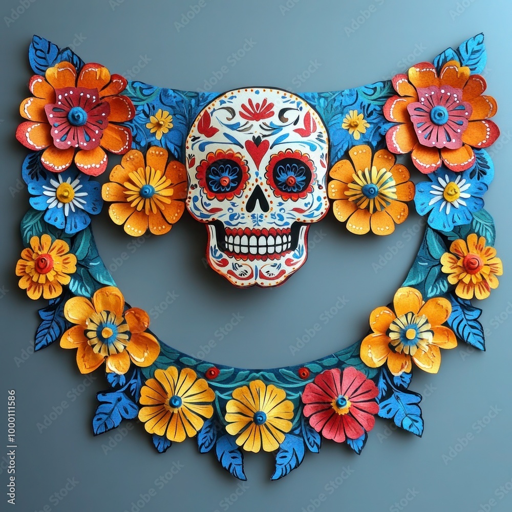 Mexican Papel Picado Bunting Banner for Dia de los Muertos Celebrations ...