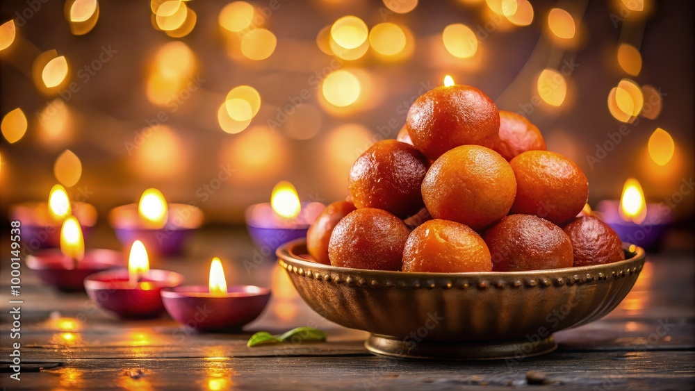 Realistic photograph of gulab jamun, a traditional Indian dessert ...