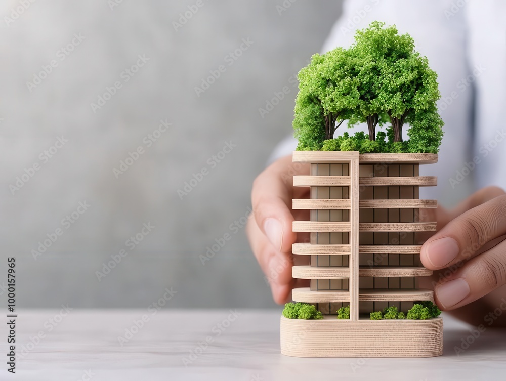 Civil engineer designing a net-zero carbon office complex with green ...