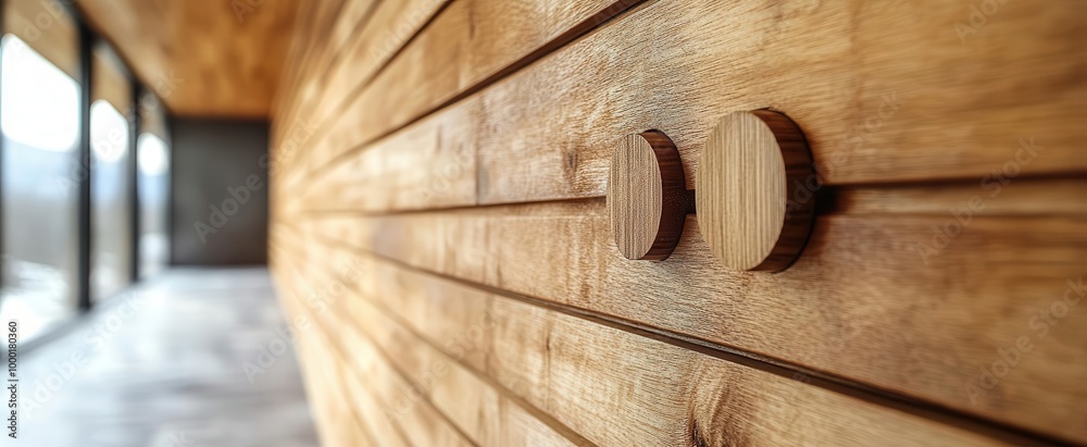 stylish wooden wall made of horizontal slats featuring a smooth maple ...