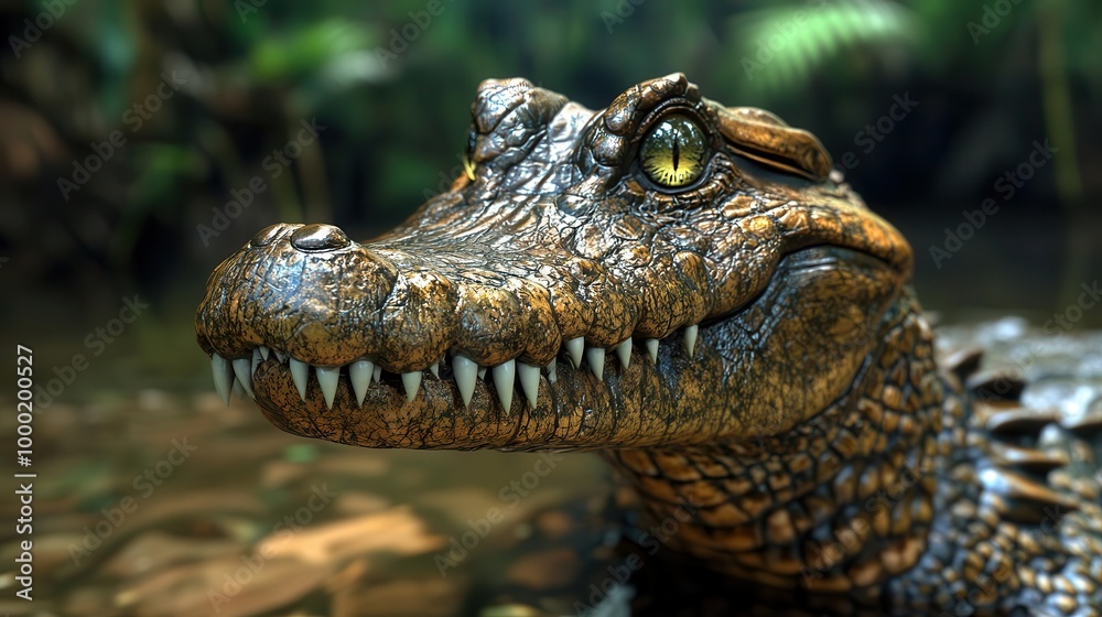 primeval predator hyperrealistic aigenerated crocodile portrait ...