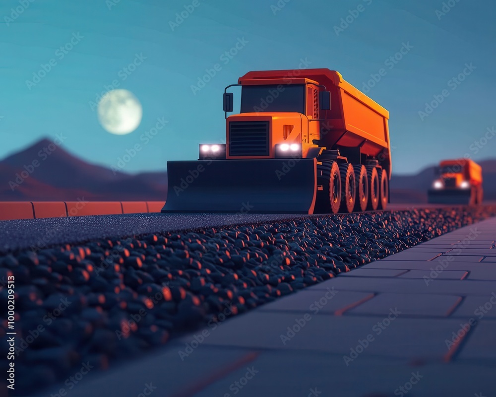 Road construction site with eco-friendly pavers laying recycled asphalt ...