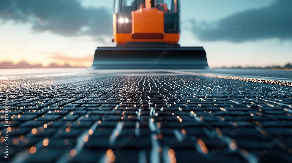 Robotic pavers laying down a high-performance road surface with ...