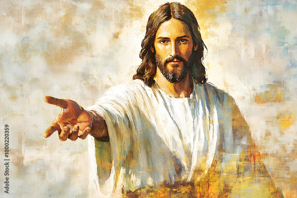 Jesus Christ reaching out his hand Stock Illustration | Adobe Stock