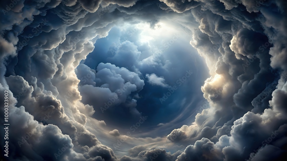 Fluffy Tunnel Storm Clouds in the Skyline: Majestic Cloud Formations ...