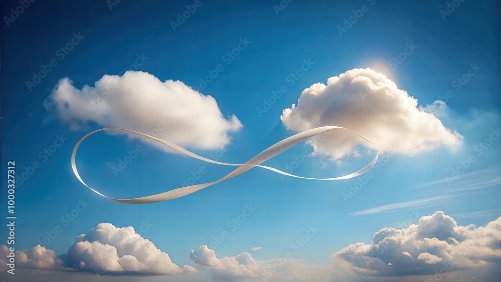 Fluffy Infinity Symbol Clouds in the Skyline: Majestic Cloud Formations and Scenic Sky Views for ...