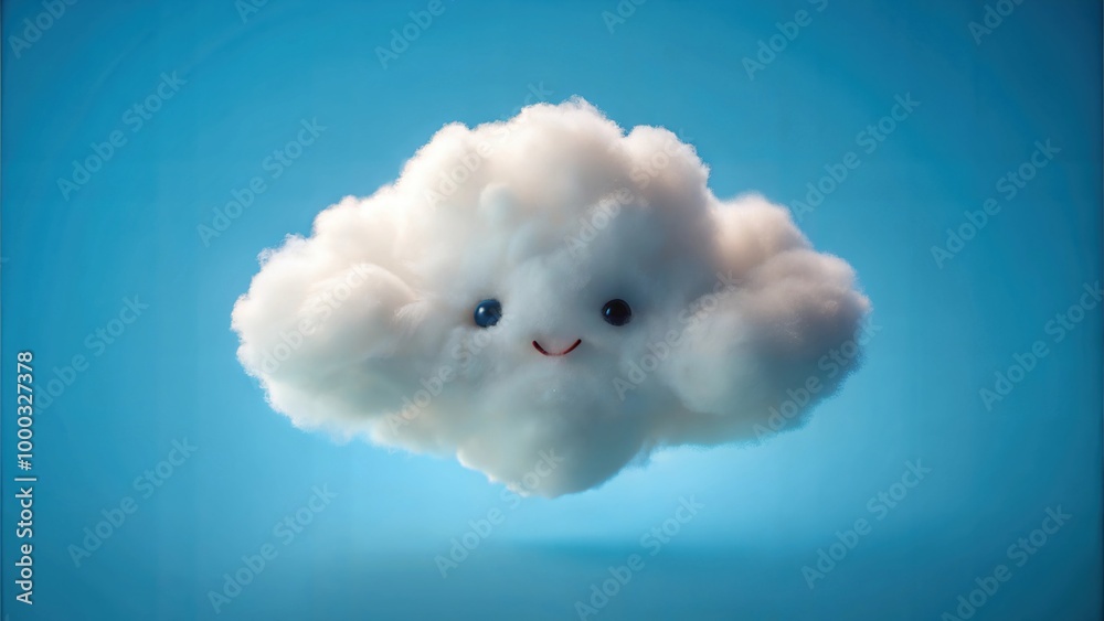 Smiling Face Character Fluffy Clouds in the Skyline: Majestic Cloud ...