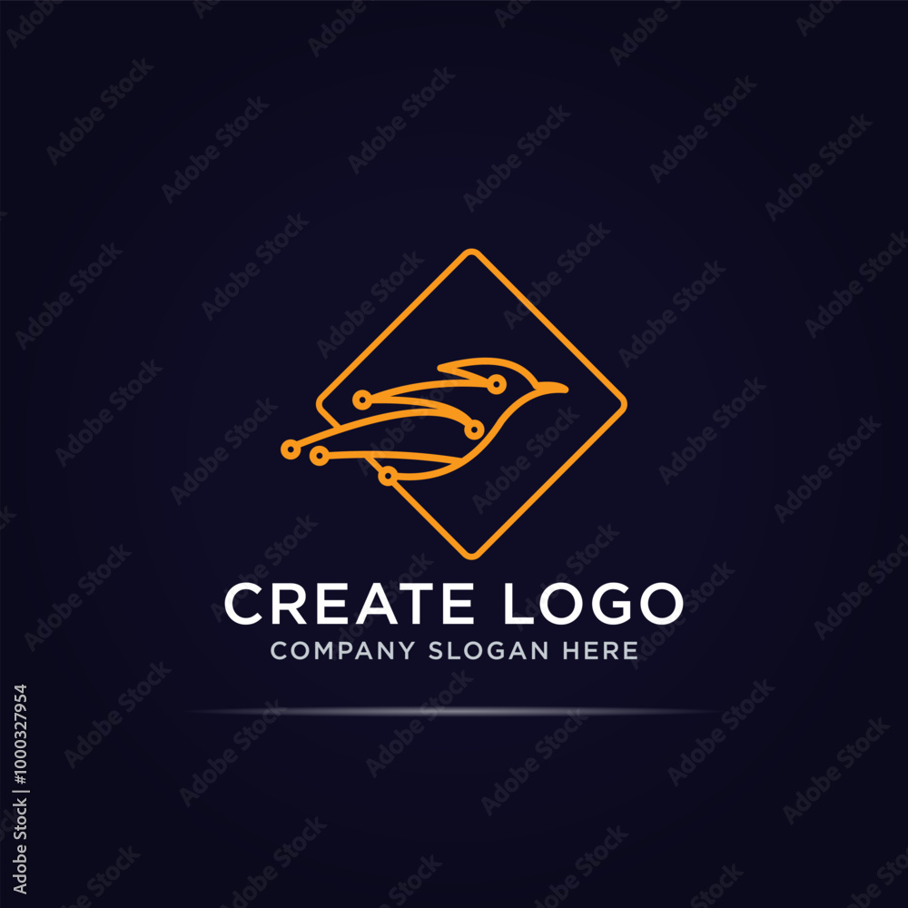Bird technology logo vector design using square line concept Stock ...