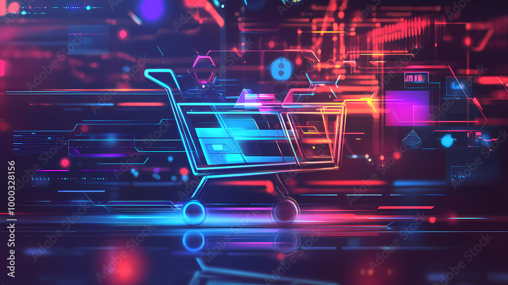 Innovative retail revolution with ai integration: high-tech background ...