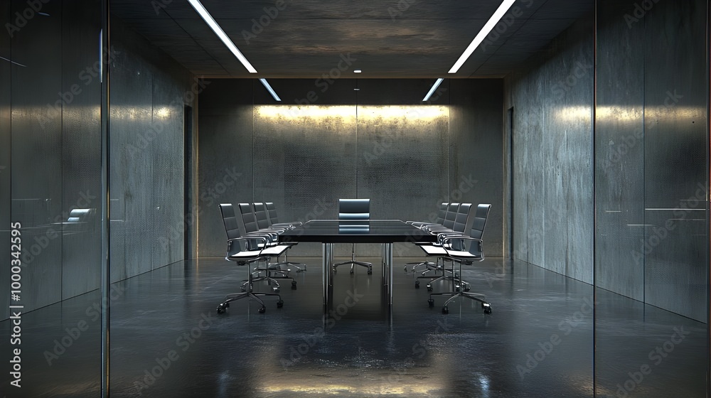 Modern conference room with an empty office table and chairs ...