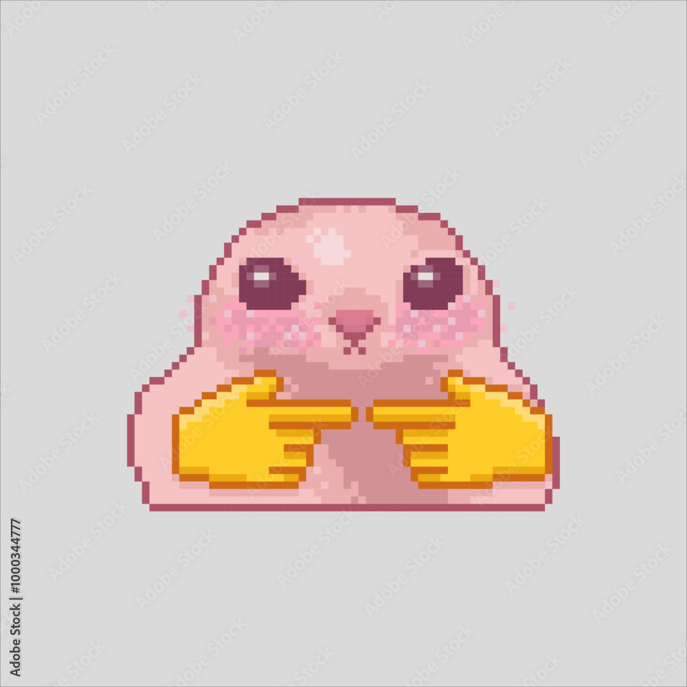 Cute blushing cat, pixel art meme Stock Vector | Adobe Stock